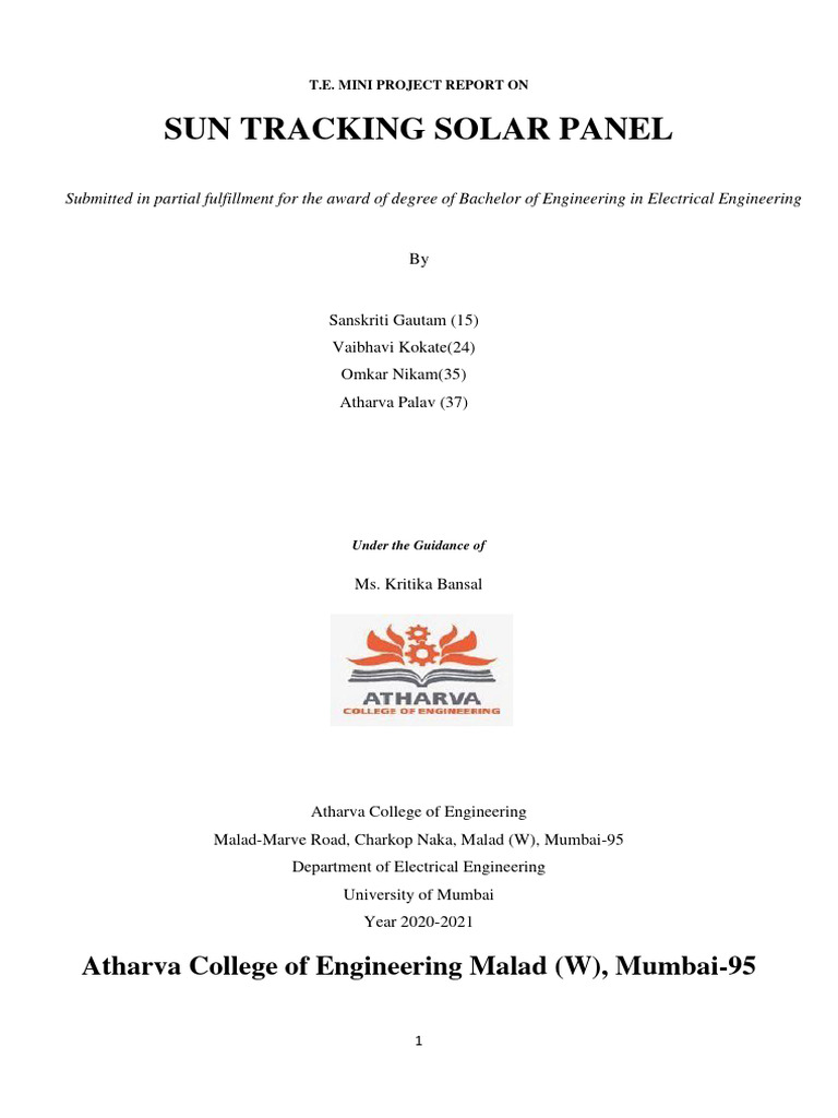 Sun Tracking Solar Panel Report | PDF | Solar Cell | Arduino