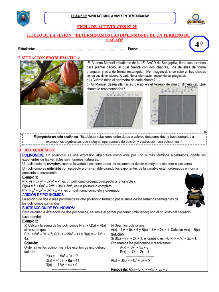 Acti (4to - Eda2) 06 Sesión 06 Ray Esteban | PDF | Sustracción | Lógica matemática
