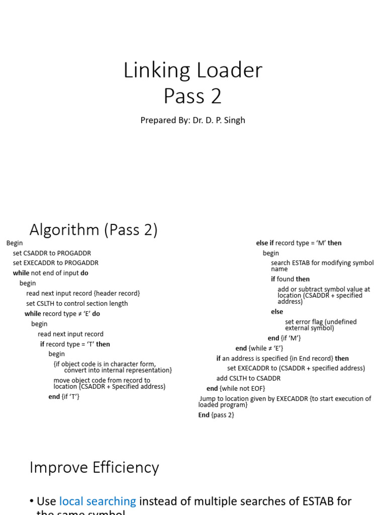 L34 Linking Loader Pass 2 | PDF | Computing | Algorithms