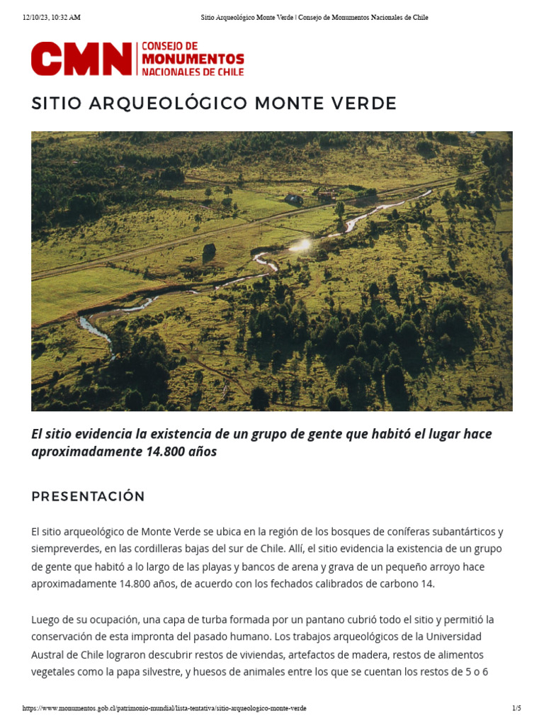 Sitio Arqueológico Monte Verde - Consejo de Monumentos Nacionales de ...
