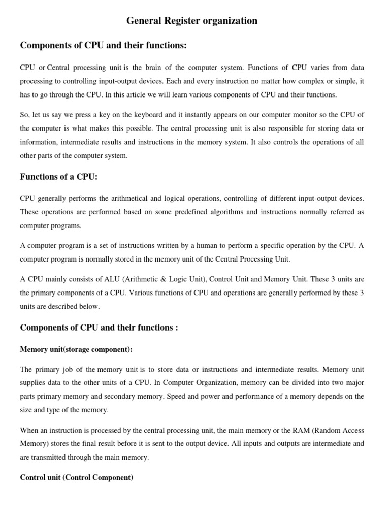 Computer Architecture Unit 1 | PDF | Computer Data Storage | Central Processing Unit