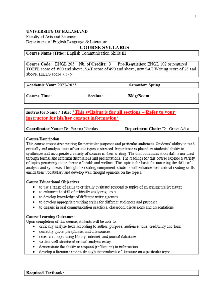 ENGL 203 Syllabus Spring 2023 - Student Version 3 | PDF | Turnitin | Academic Dishonesty