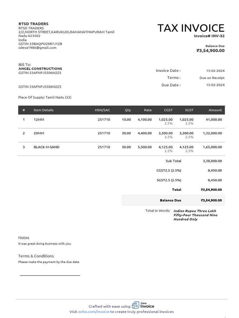 Angel Construction 15-02-24 32 | PDF | Invoice | Trade