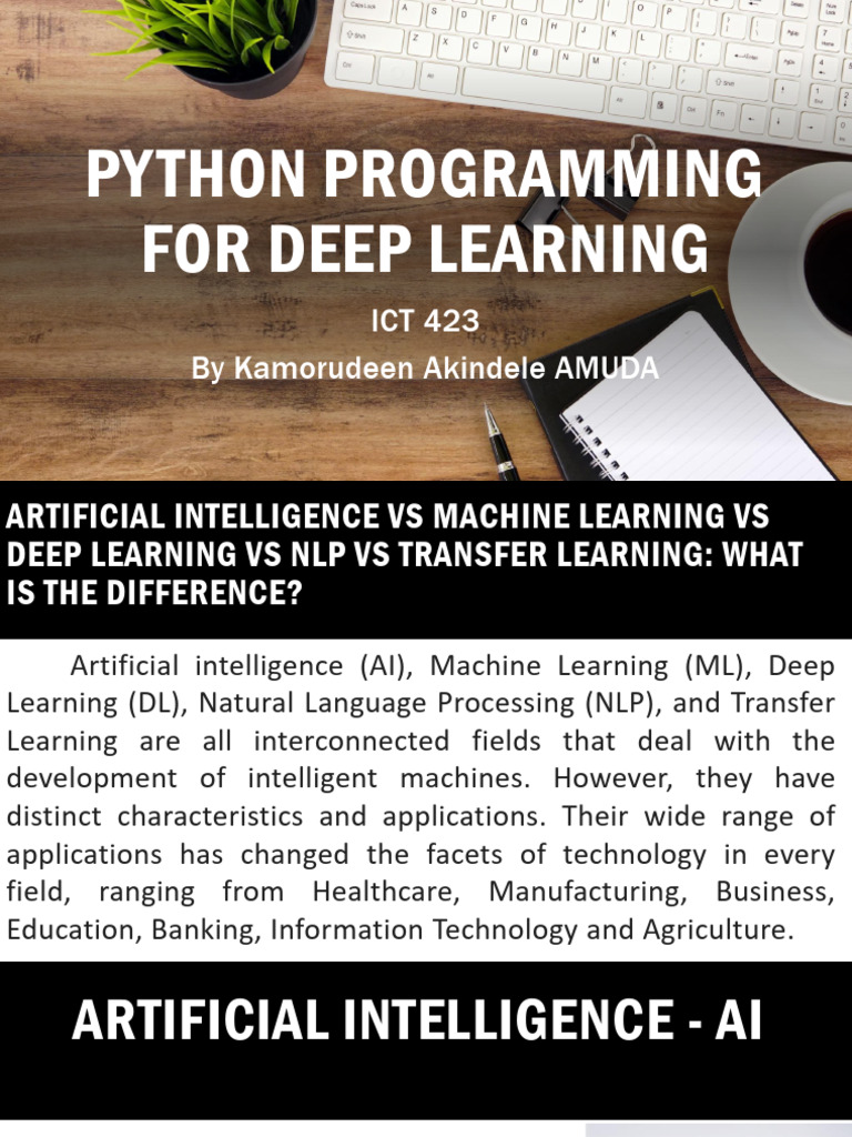 Ict 423 - Deep Learning | PDF | Artificial Intelligence | Intelligence (AI) & Semantics