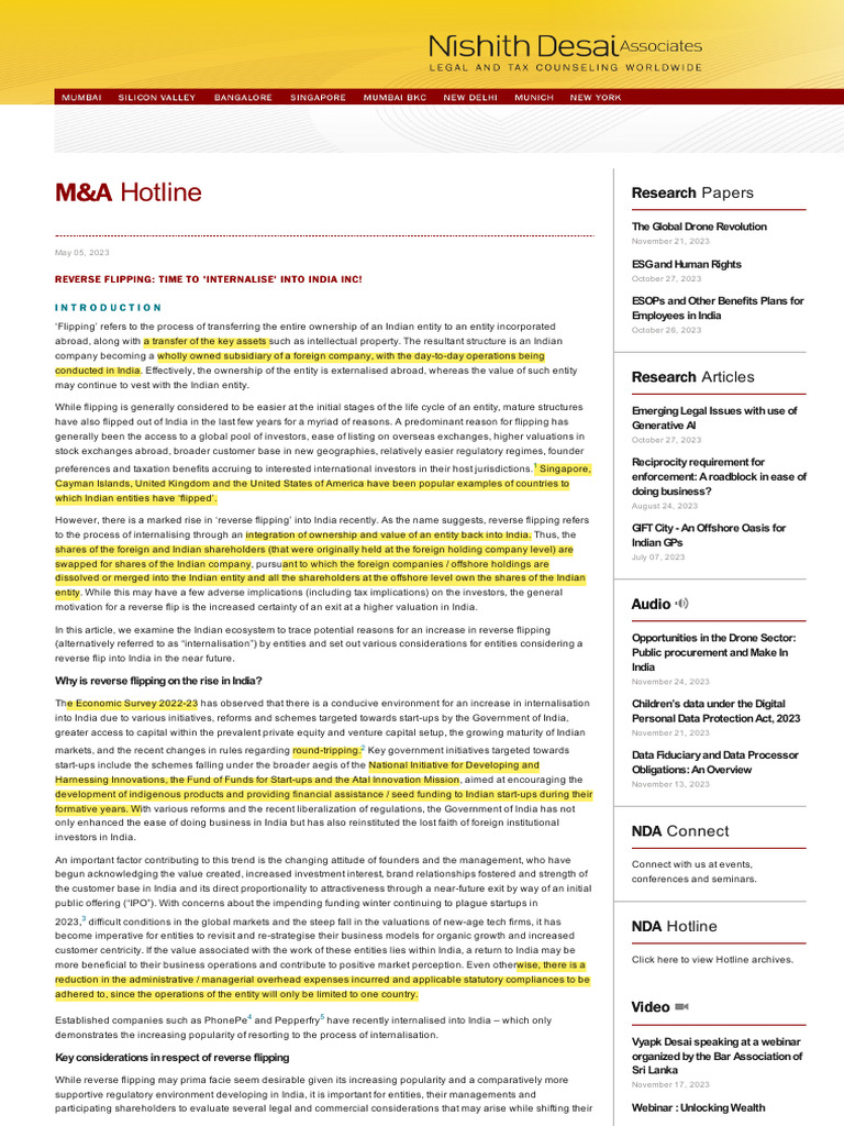 NDA - Reverse Flipping | PDF | Tax Treaty | Capital Gains Tax