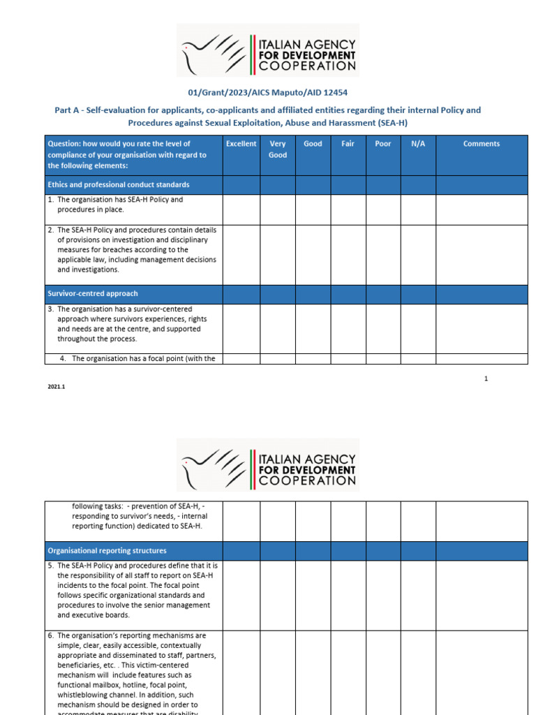 12454-ANNEX L - E14 - Self-Evaluation Questionnaire On SEA-H - en | PDF ...