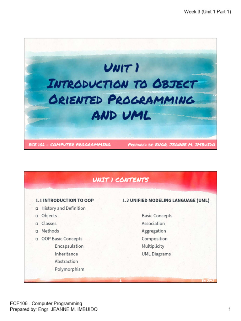 Unit 1 Introduction To OOP and UML Part 1 | PDF | Object Oriented Programming | Method (Computer ...