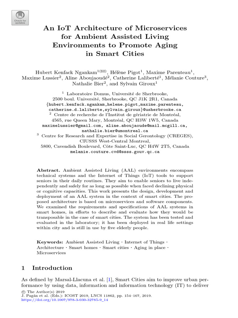 Aiot Architecture Of Microservices For Ambient Assisted Living Environments To Promote Aging