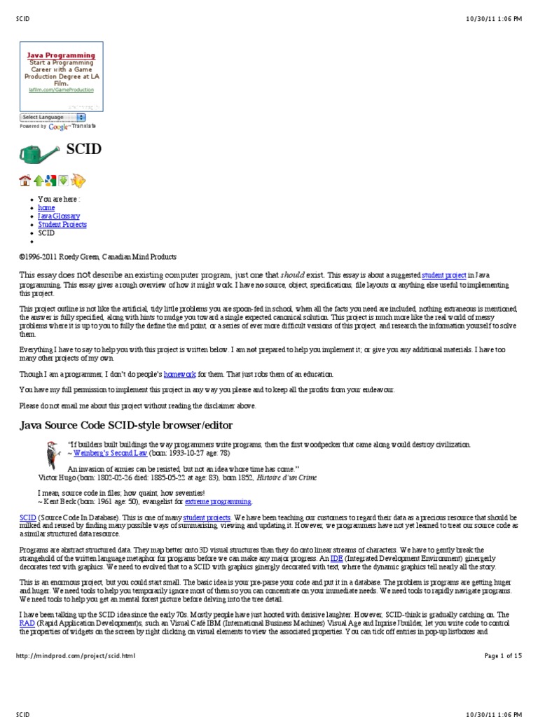 SCID (Source Code in Database) | PDF | Control Flow | Java (Programming Language)