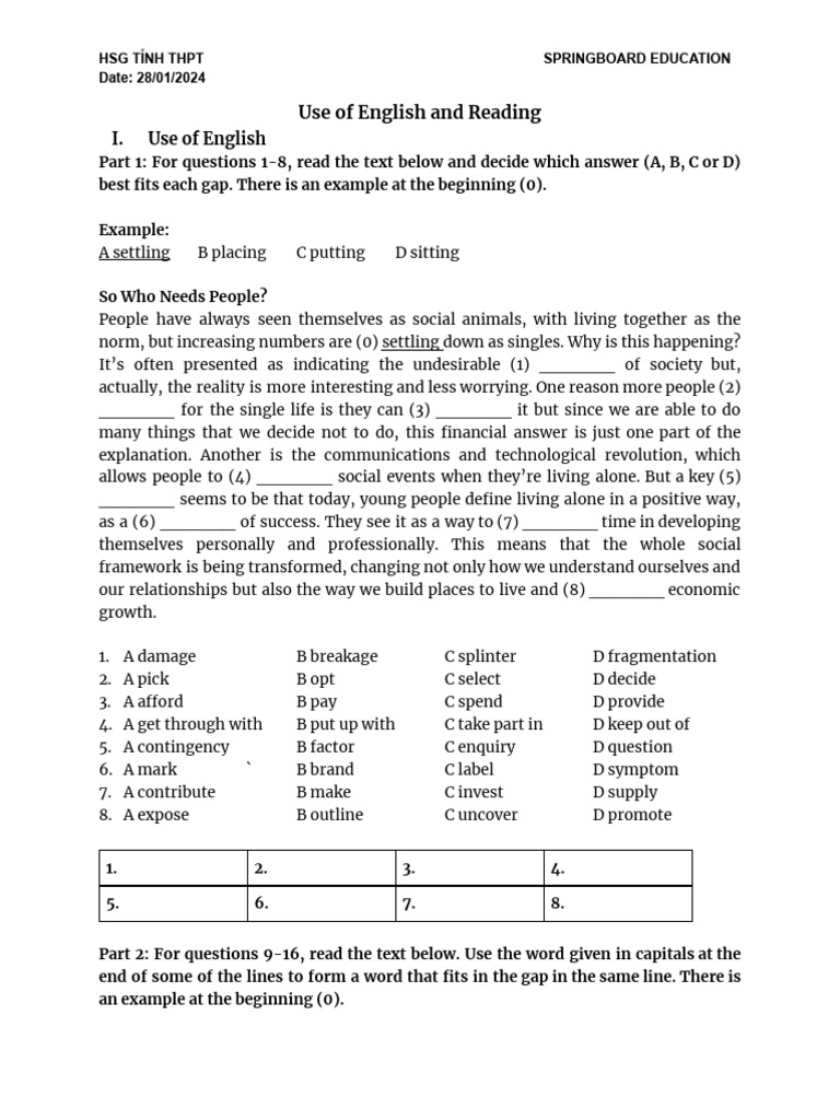 English Use and Reading Practice Guide | PDF | Conservation Biology ...
