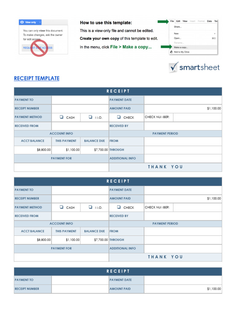 Receipt Template | Download Free PDF | Receipt | Payments