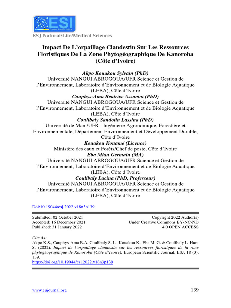 Impact de L Orpaillage Clandestin Sur Le | PDF | Déforestation ...