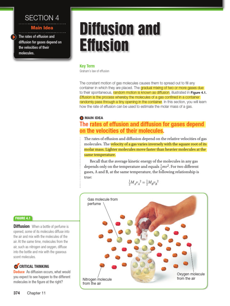 11.4 Diffusion & Effusion | PDF | Gases | Diffusion