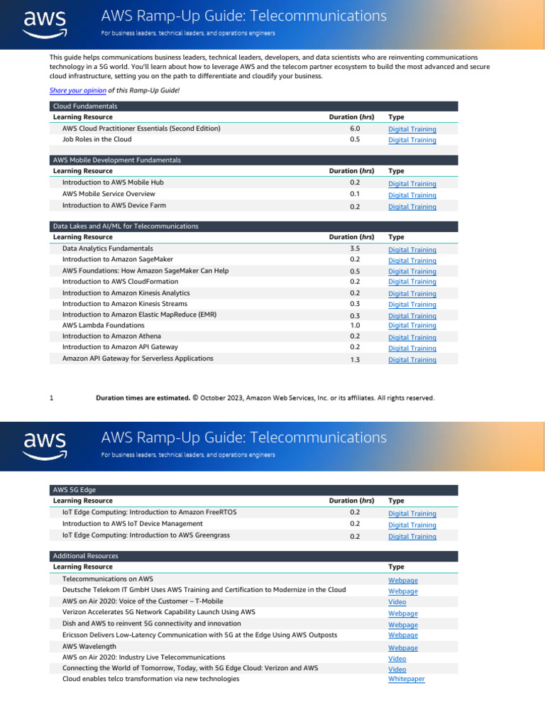 Ramp-Up Guide Telecommunications | PDF | Amazon Web Services | Cloud Computing