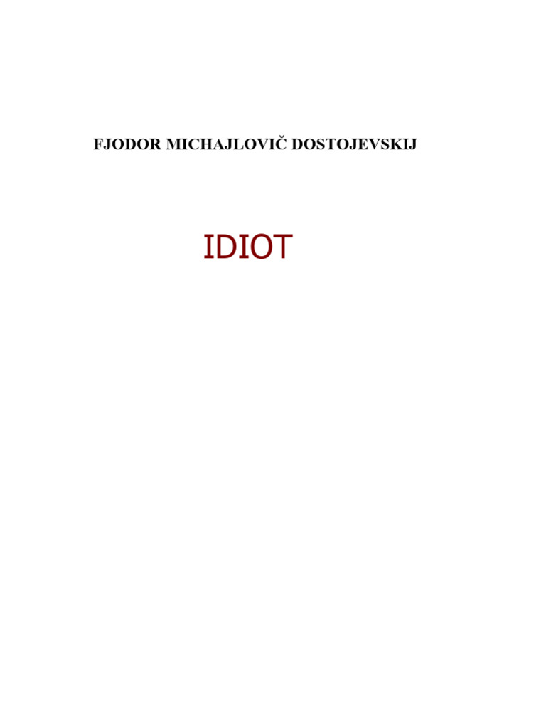 Idiot Dostojevsky | PDF