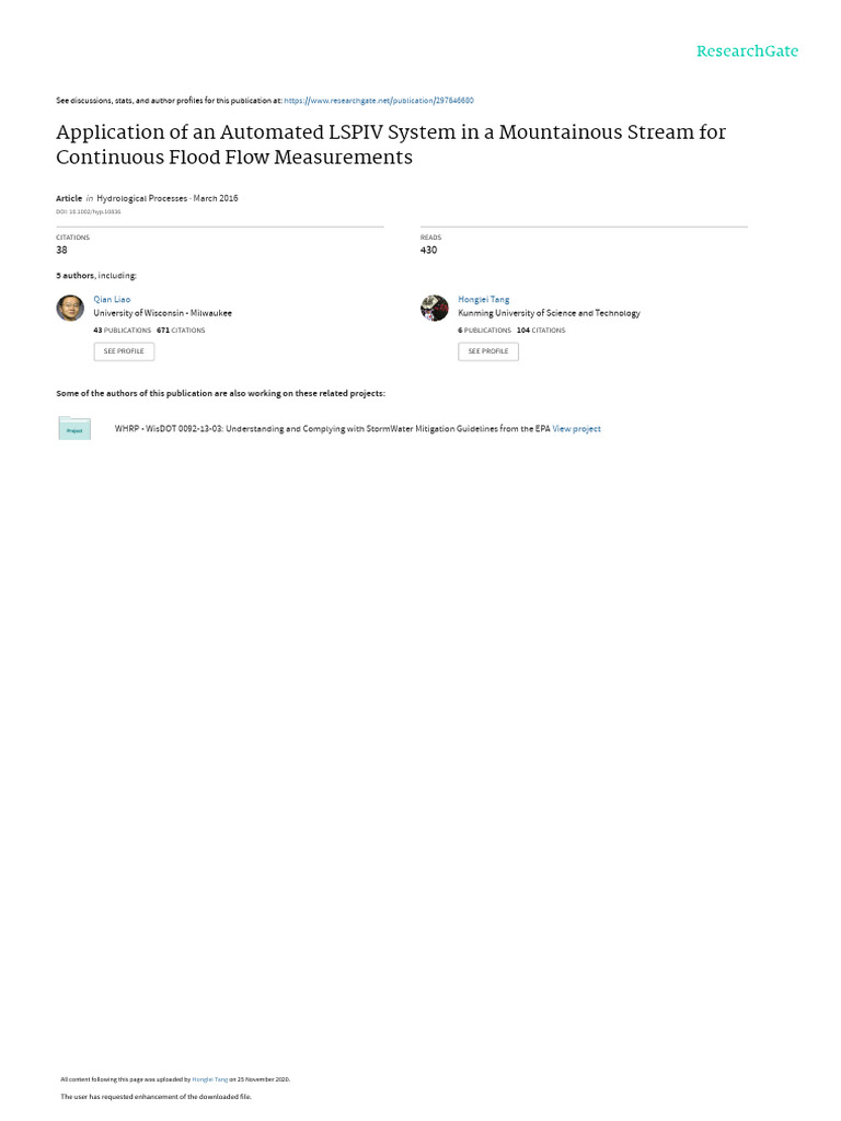 Application of An Automated LSPIV System in A Mountainous Stream For ...