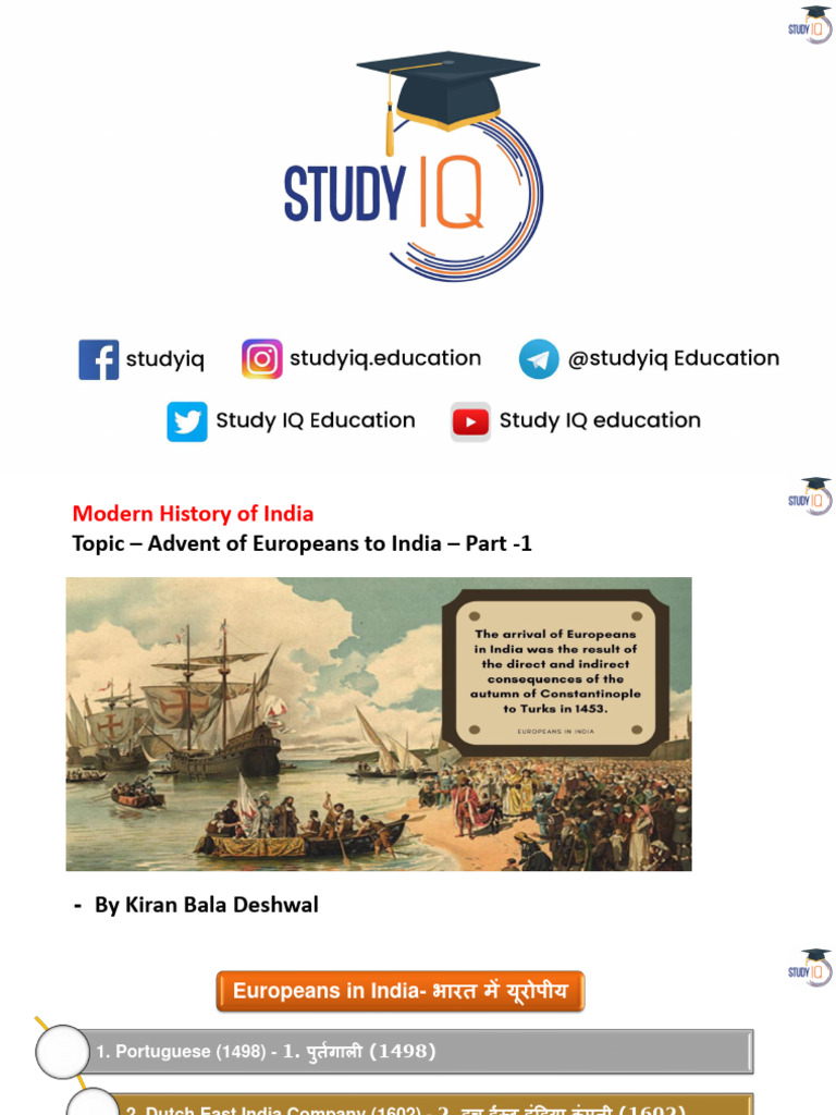 1 Class Advent of Europeans To India Part 1 1668869971 | PDF