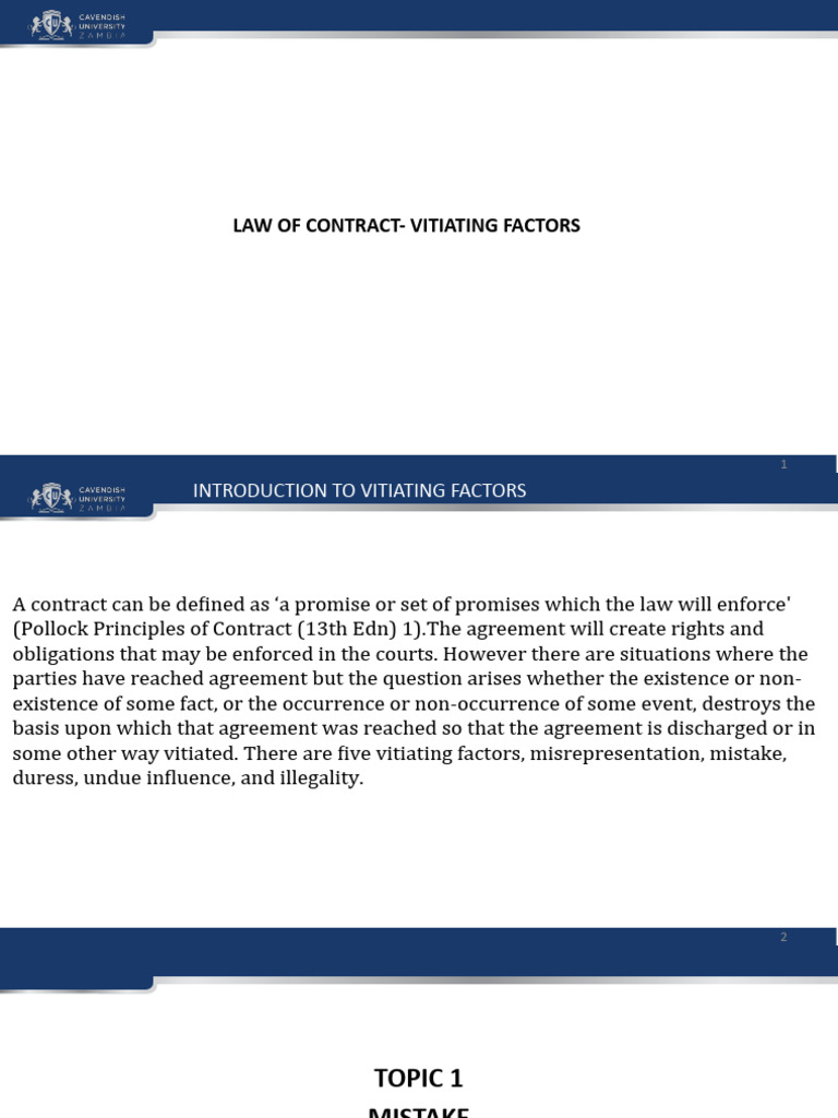 Vitiating Factors in Contract Law | PDF | Misrepresentation | Damages