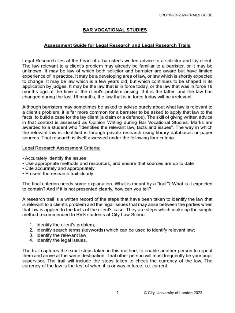 Research Trails Assessment Guide | Download Free PDF | Barrister | Damages