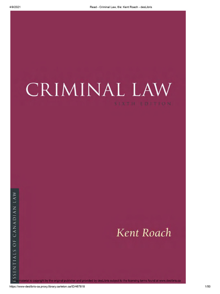 Criminal Law (Kent Roach) 2018 (Z-Library) | PDF | Politics
