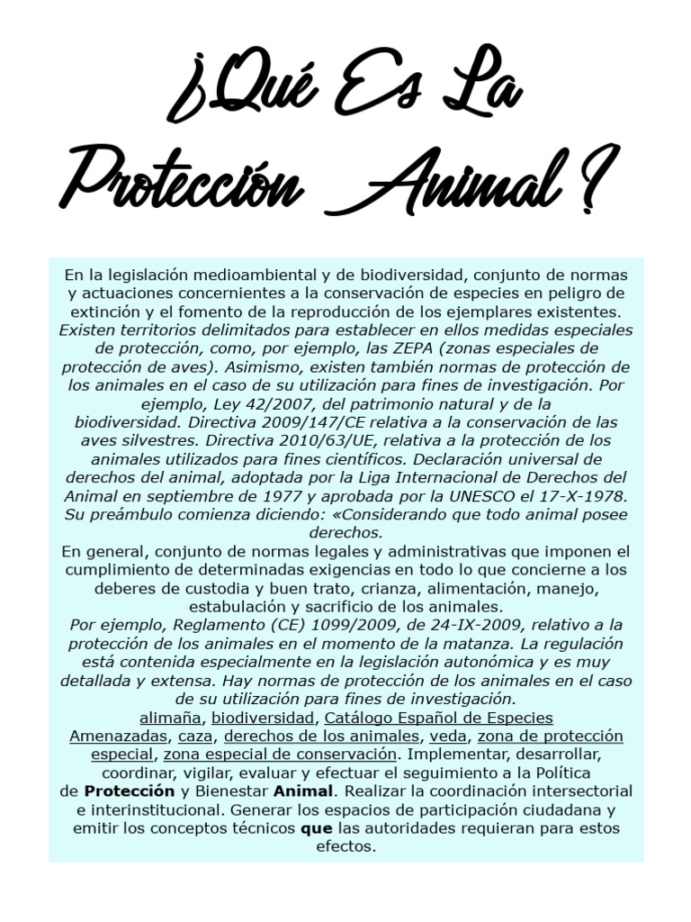 Qué Es La Protección Animal | PDF | Mascota | Bienestar de los animales