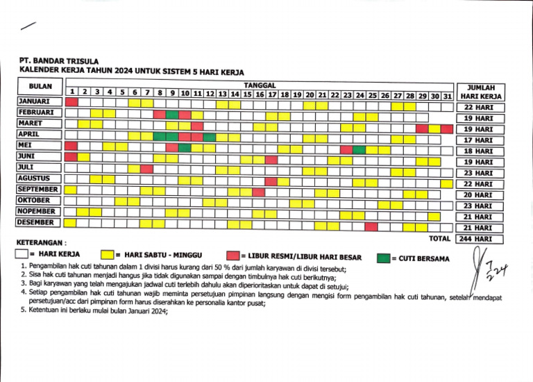 Kalender Kerja 2024 New | PDF