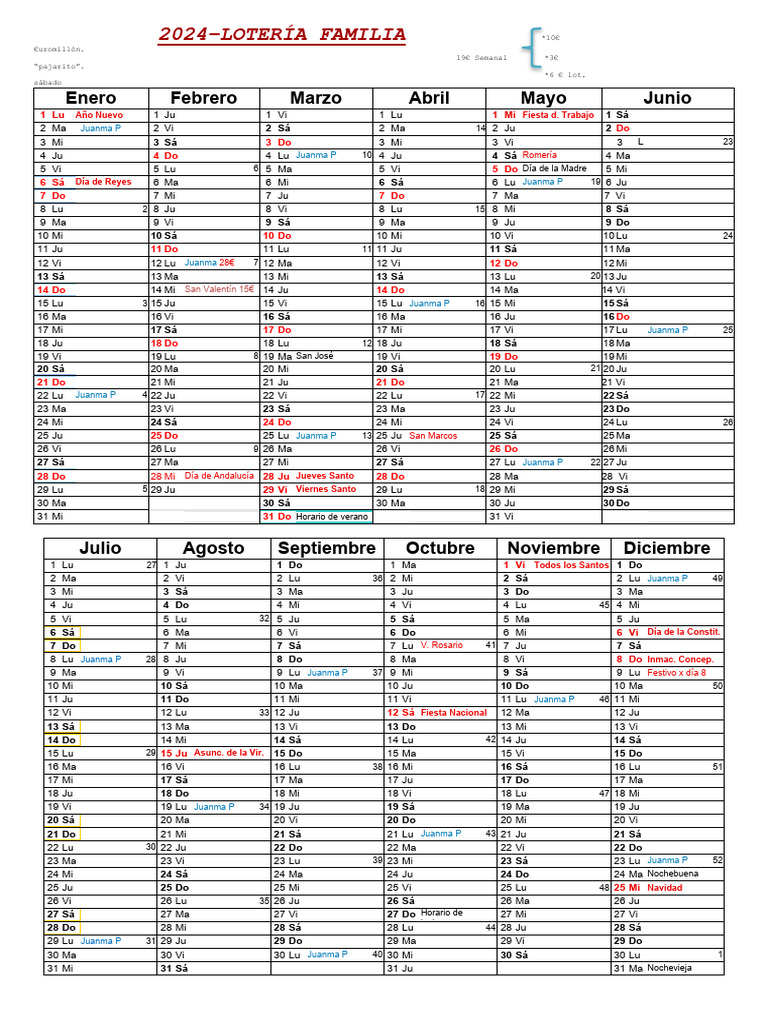 Calendario 2024 Vertical en Color | PDF