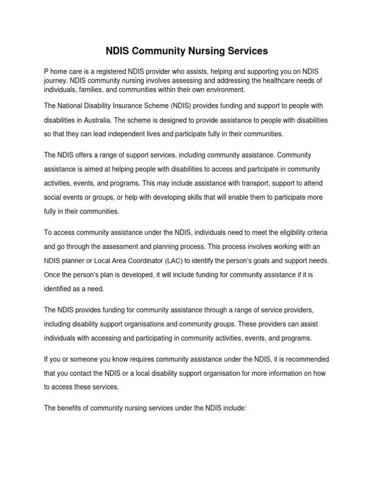 NDIS Community Nursing Services | PDF | Nursing | Public Services