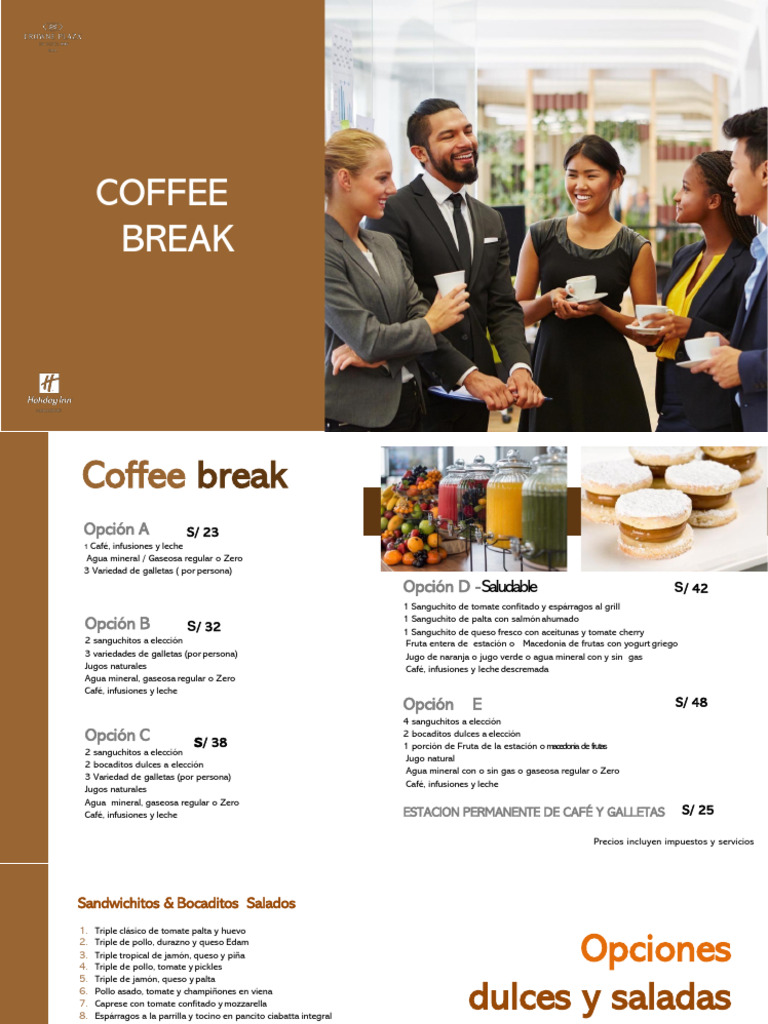 Opciones de Coffee Break Variadas | PDF | Preparación de comida y ...