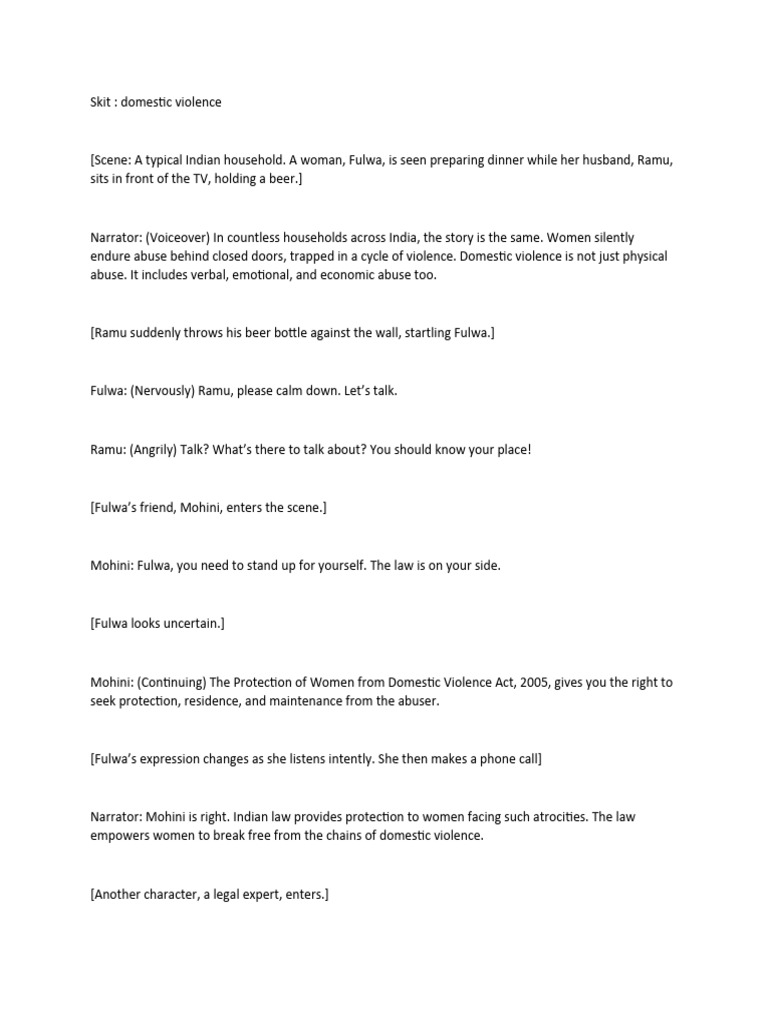 Domestic Violence Skit | PDF
