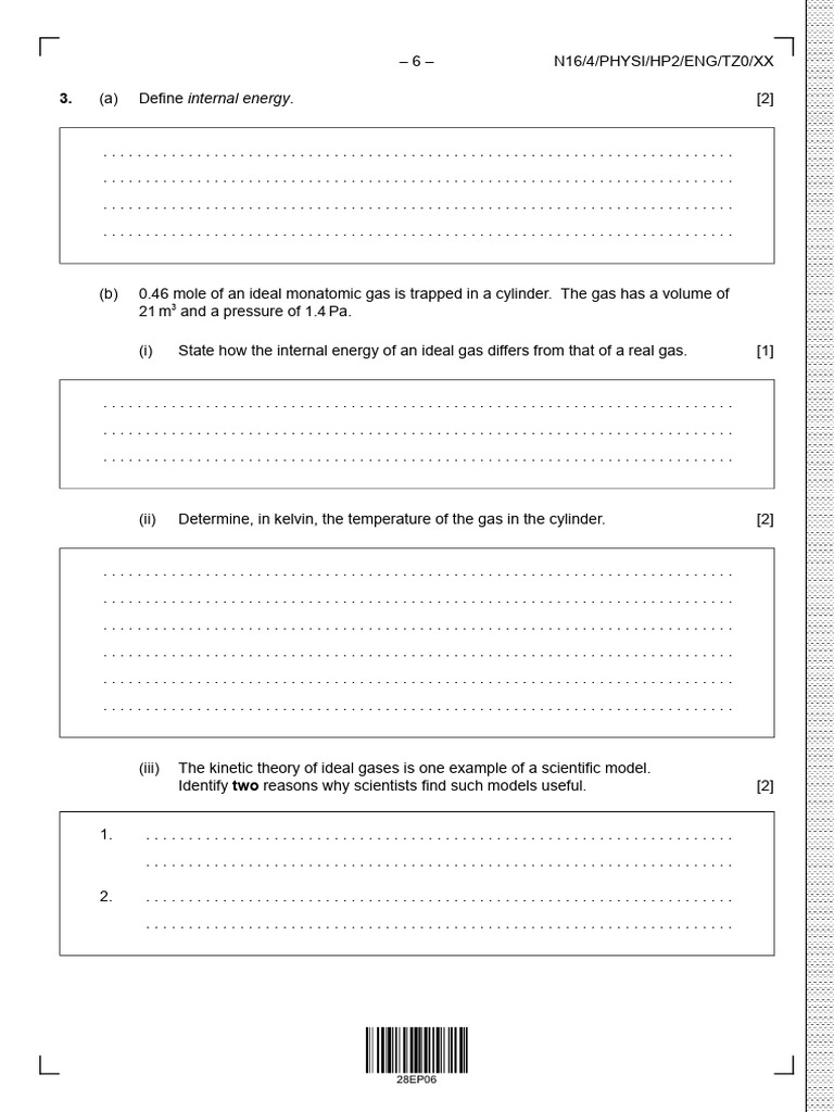 Ib Physics Question Bank Toddle-Topic 3 | PDF | Gases | Temperature