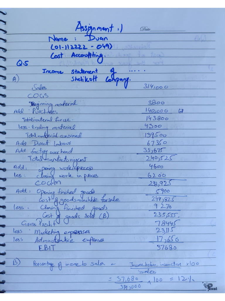 Cost Assignment 1 | PDF