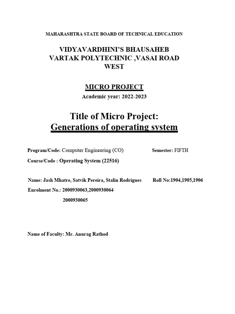OSY Microproject | PDF | Operating System | Kernel (Operating System)