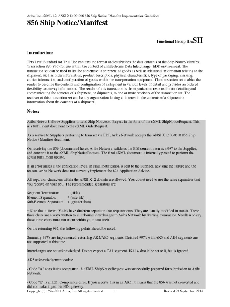 856 Ship Notice | PDF | Electronic Data Interchange