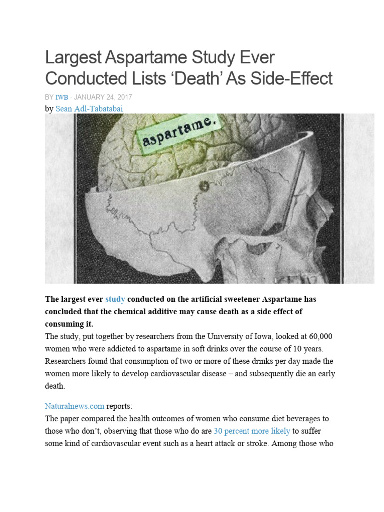 Largest Aspartame Study Ever Conducted Lists | PDF | Sugar Substitute ...
