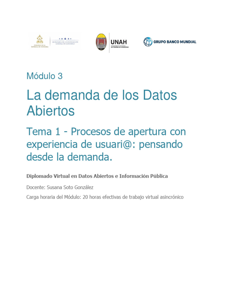 Módulo III. La Demanda de Los Datos Abiertos - Introducción Al Módulo 3 - Tema 1 | PDF