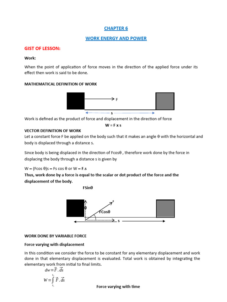 Ch6 - XI - Work Energy & Power | PDF | Collision | Potential Energy
