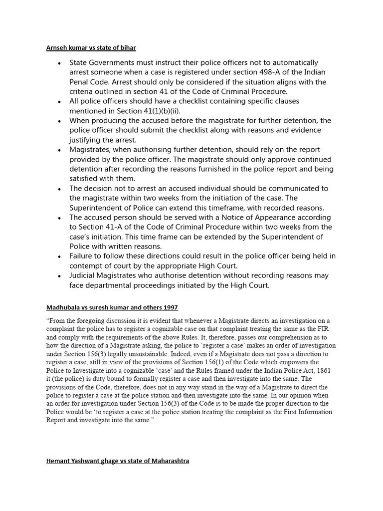 Arnseh Kumar Vs State of Bihar | PDF