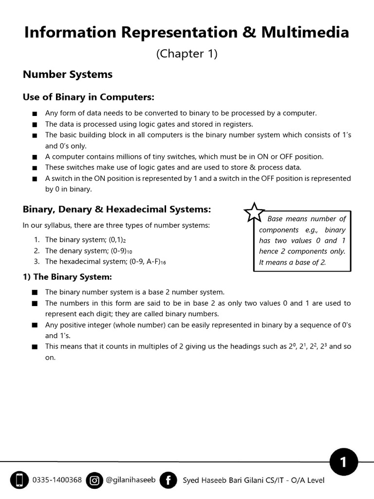 As Chapter 1 Information Representation | PDF | Ip Address | Decimal