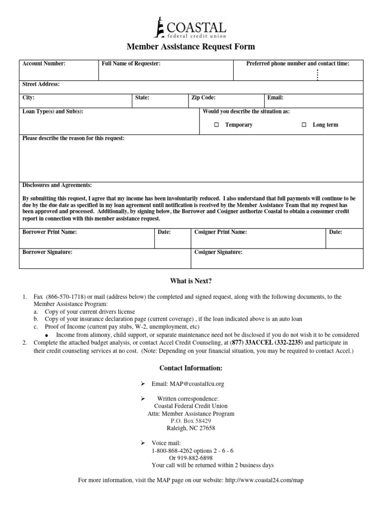 Member Assistance Request Form | PDF | Loans | Credit