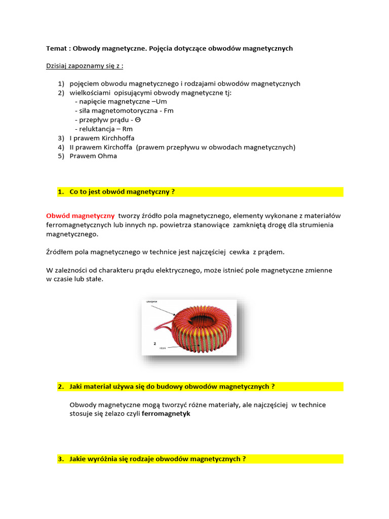 Podstawowe Pojęcia Dotycząe Obw. Mag. | PDF