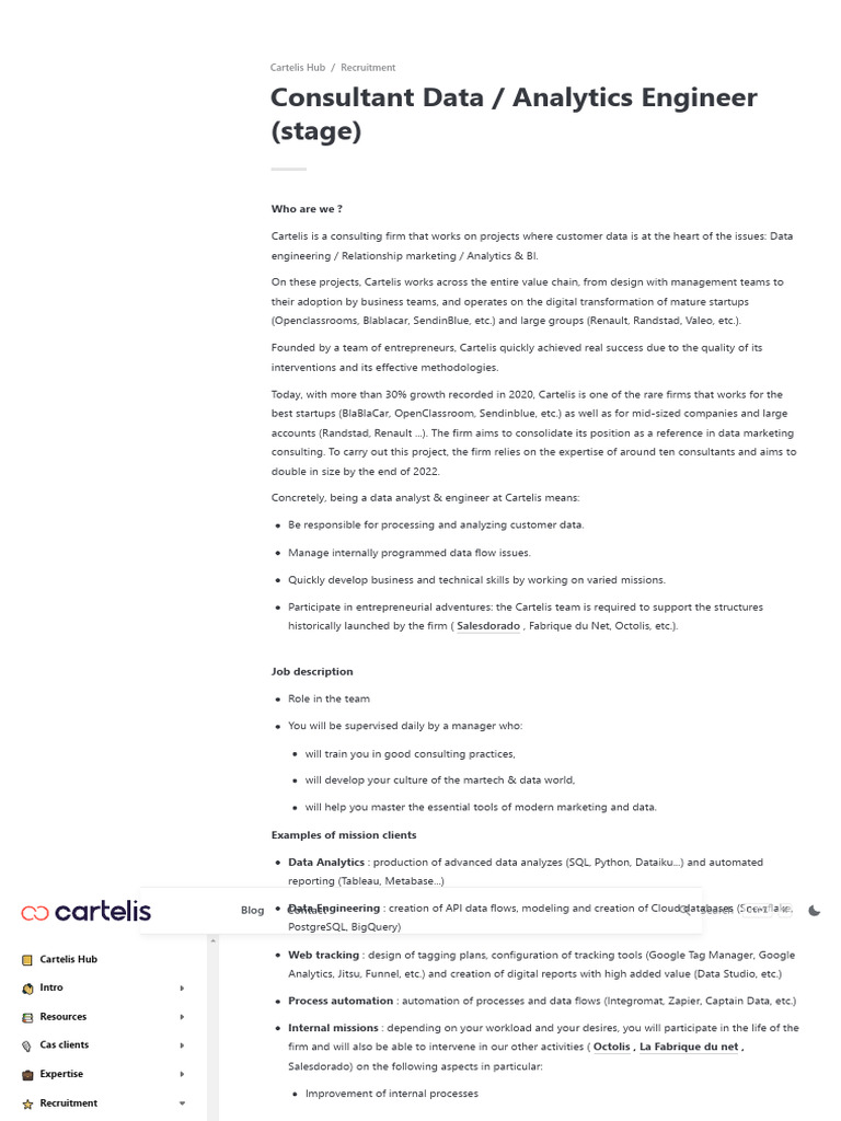 Consultant Data - Analytics Engineer (Stage) | PDF