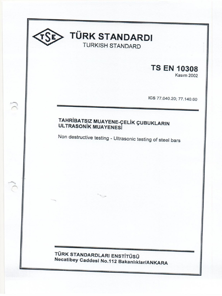 TS EN 10308 - UT ÇUBUKLARIN MUAYENESİ (TR) | PDF