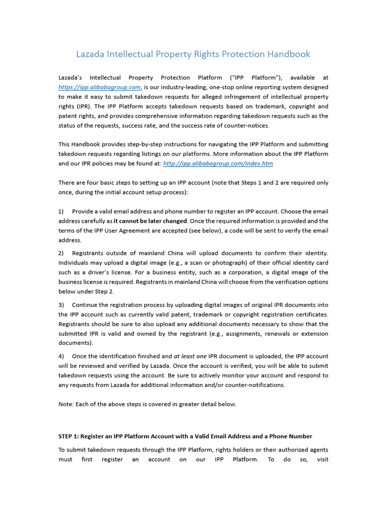 Lazada IPP Handbook | PDF | Identity Document | Intellectual Property