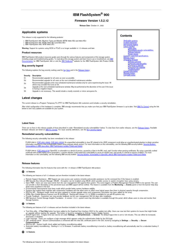 Ibm Flashsystem 900: ® Firmware Version 1.5.2.12 | PDF | Vulnerability (Computing) | Graphical ...
