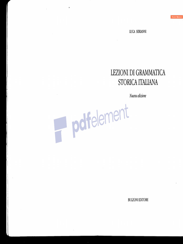Serianni - Lezioni Di Grammatica Storica | PDF