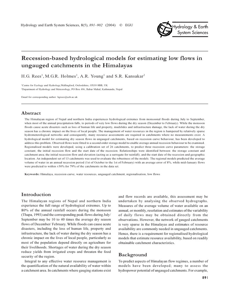Low Flows in Ungauge Catchment | PDF | Hydrology | Drainage Basin