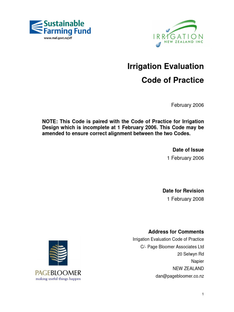 Irrigation Evaluation Codeof Practice | PDF | Soil | Evapotranspiration