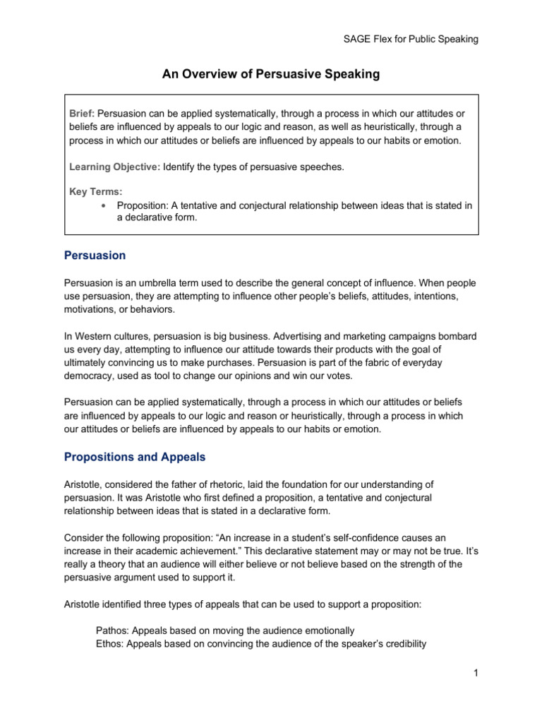Types of Persuasive Speeches Guide | PDF | Persuasion | Attitude (Psychology)