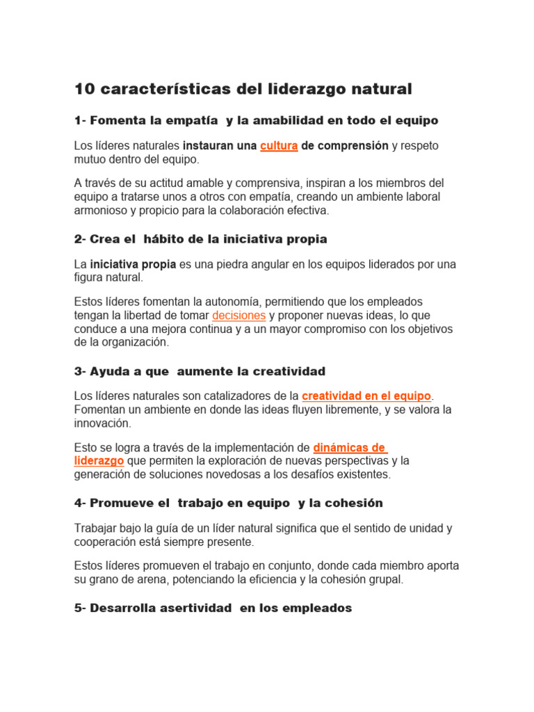 10 Características de Un Líder Natural | PDF